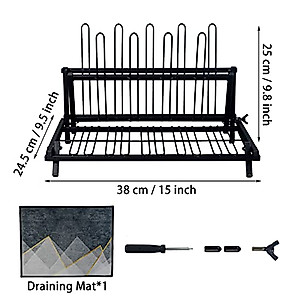 ERTIUANIO Baby Bottle Drying Rack, Space Saving Bottle Drying Rack with Drying Mat, 9 Posts Foldable High Capacity Bottle Rack Dryer for Baby Bottle Kitchen Accessories, Cups, Pacifiers(Iron)