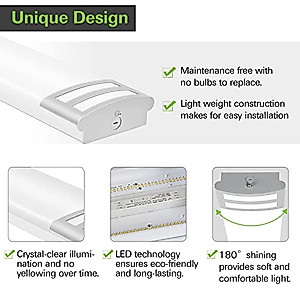 hykolity 2FT 3 CCT LED Flush Mount Puff Lights 30W, 3000lm, 3000K/4000K/5000K Selectable, 2 Foot Kitchen Ceiling Lights for Kitchen, Utility Room, Laundry, Fluorescent Replacement, 120-277V, ETL
