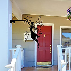 Hotop 3 Pieces Fairy Silhouette Statue Metal Fairy Branch Decoration Steel Fairy Metal Craft Outdoor Garden Butterfly Flower Decor Branch Tree Metal Art for Indoor Outdoor Home Yard Patio Lawn