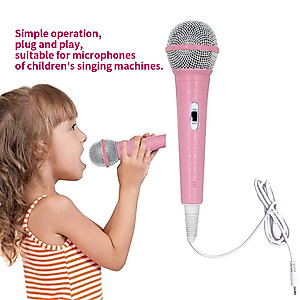 JIANWEI Wired Microphone for Kids, Kids Wired Dynamic Singing Mechine Lightweight 3.5mm Jack Handheld Dynamic Microphone for Kids Singing(Pink)