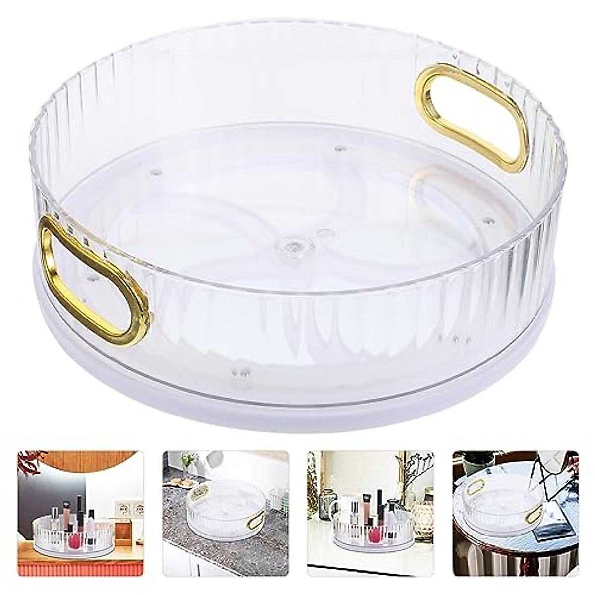Luxshiny Perfume Tray Cosmetic Organizer Countertop Trinket Holders Sundries Organizer Small Skincare Organizer Rotating Cosmetic Organizer Makeup Tray to Rotate Storage The pet Crusher
