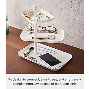 YAMAZAKI home 4724 3-Tier Accessory Tray-Jewelry Holder & Storage Organizer, One Size, White