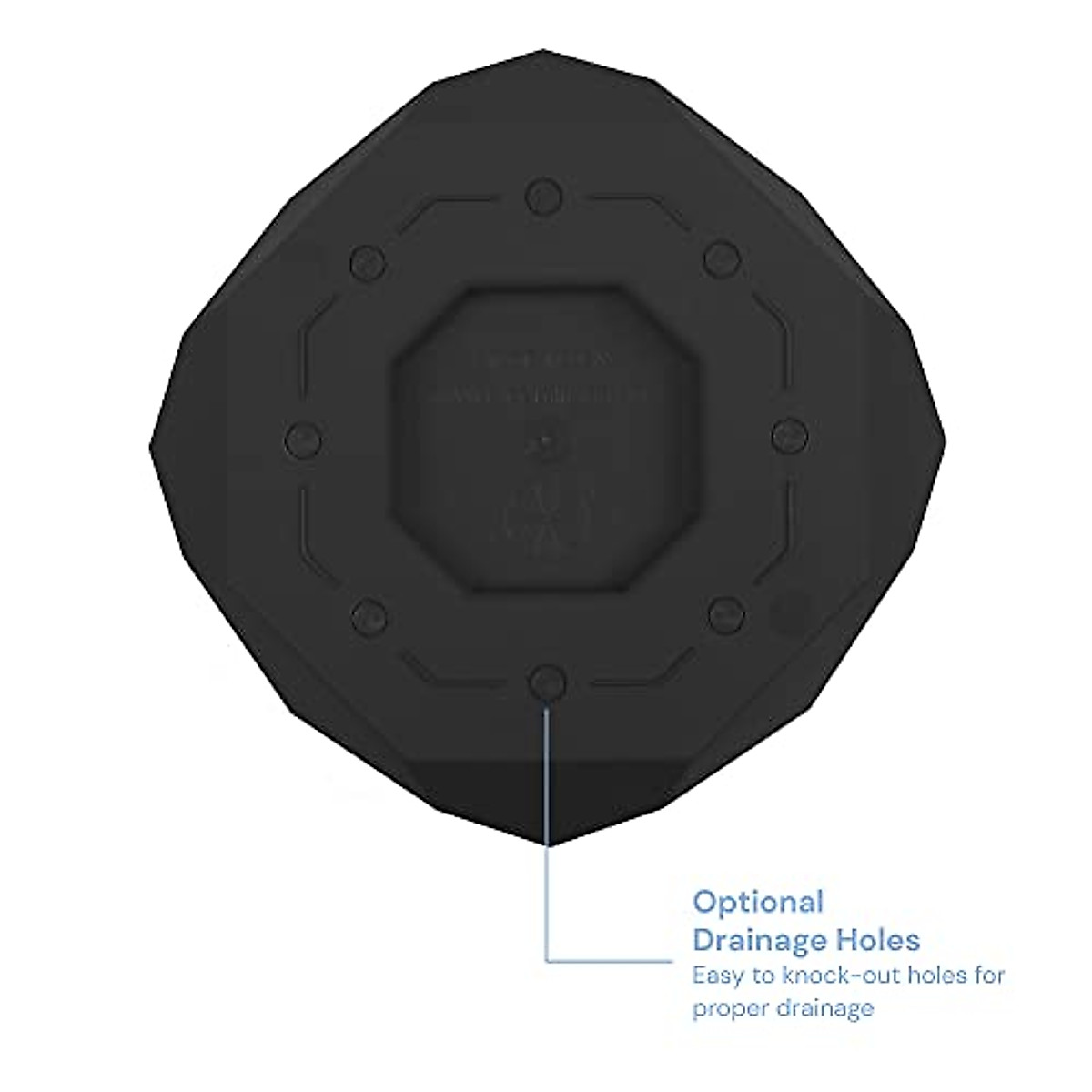 Bloem Tuxton Modern Hexagon Small Planter: 10" - Black - Matte Finish, Durable Resin, Modern Design, Optional Drainage Holes, for Indoor and Outdoor Use, Gardening, 2.7 Gallon Capacity