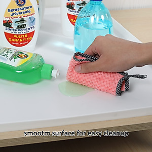 Tomekji Under Sink Mat, 34x22 (Please Check Dimensions) Under Sink Mats for Kitchen Waterproof, Made of Premium Silicone Perfect Sink Cabinet Protector - Holds Over 2 Gallons water - White