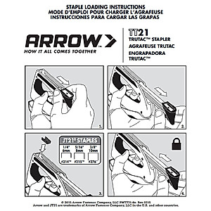 Arrow TT21 TruTac Forward Action Staple Gun, Manual Push Stapler for Upholstery, Crafts, Decorating, and Repairs, Fits JT21 Thin Wire Staples