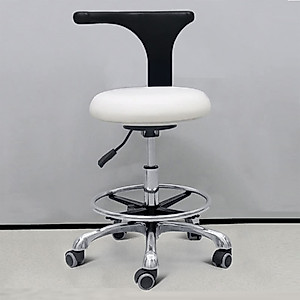 360° Rotation Armrest PU Leather Saddle Stool Salon Chair Height Adjustable - Dental Assistant Stool