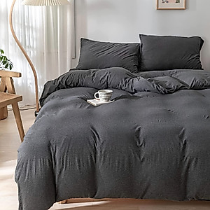 MWL Toy Jersey Knit Cotton Duvet Cover Set 3 Piece(1 Duvet Cover and 2 Pillow Cases),Ultra Soft and Comfortable,Suitable for Men,Women,Boys,Girls Bedding Set(Queen,Dark Coffee)
