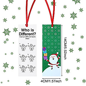 Christmas Holiday Bookmarks Christmas Character Bookmarks with Santa Snowman Reindeer Christmas Tree Design for Xmas Gifts Party Favors (60 Pieces)