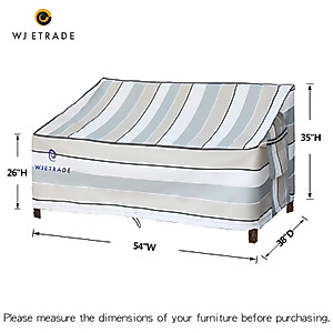 WJ-X3 Patio 2 Seater Sofa Couch Waterproof UV Resistant No Fading Heavy Duty Outdoor Striped Furniture Cover, 54 x 38 x 35 Inches