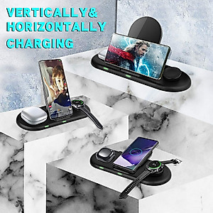 Wireless Charging Station 3 in 1, Fast Wireless Charger for Samsung Galaxy Watch 4, Active 2 Series and Galaxy Buds Series, Phone Charger Stand Dock Compatible with Samsung Galaxy S22 S20 Note(Black)