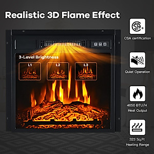 Tangkula Electric Fireplace TV Stand for TVs Up to 65 Inch, Fireplace TV Console w/Remote Control, 3-Level Adjustable Brightness, Overheat Protection, TV Entertainment Center w/Fireplace Insert