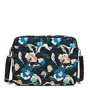 Vera Bradley Women's Performance Twill Laptop Crossbody Workstation, Immersed Blooms, One Size