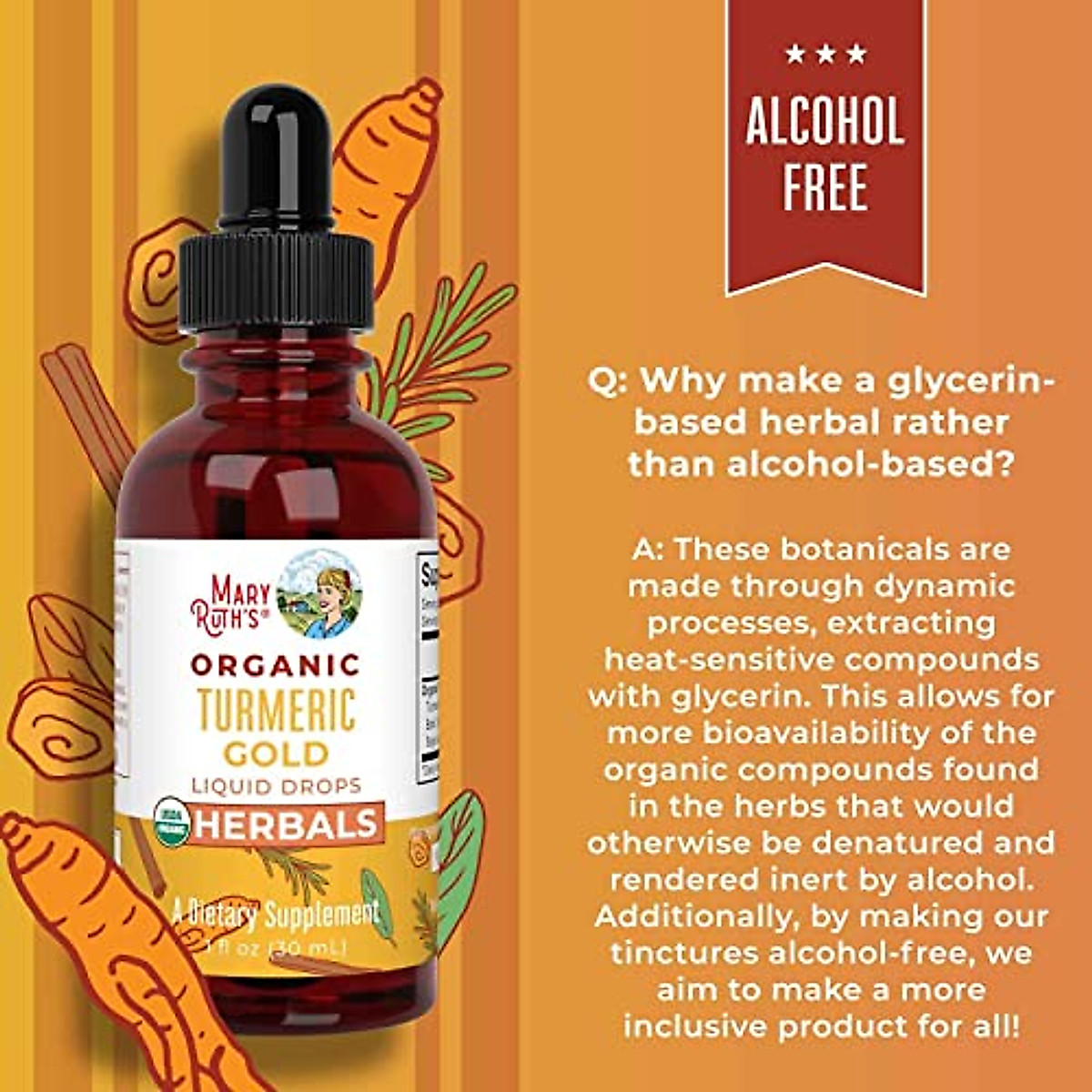 Vitamin D3 Liquid Spray & Turmeric Gold Liquid Drops Bundle by MaryRuth's | Plant-Based from Lichen Organic Non-GMO | Liquid Herbal Blend for Immune & Digestive Support