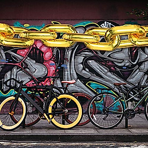 16 inch 24 Pieces Foil Chain Balloons Jumbo Chain Balloons for 80s 90s Hip Hop Retro Theme Birthdays Weddings Graduations Arch Supplies (Gold)