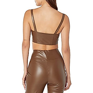 The Drop Women's Lewis Vegan Leather Bralette, Coffee Bean, S