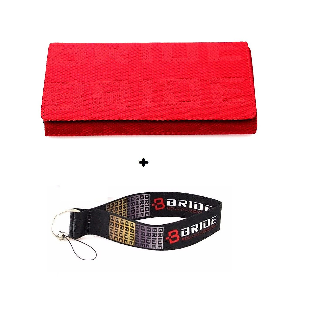 JDM WOMENS BRIDE RACING FABRIC TRIFOLD RED WALLET LEATHER GRADATION FEMALE+Key