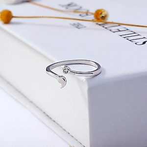 VIKI LYNN Semicolon Rings 925 Sterling Silver CZ Adjustable Open Jewelry for Women