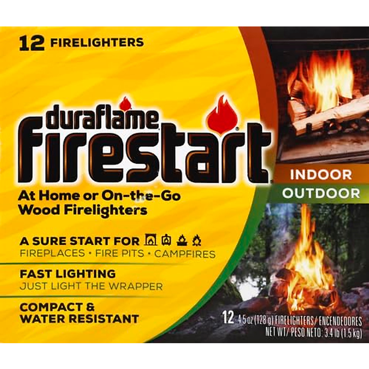 duraflame Firestart Indoor/Outdoor Firelighters, 12 pack , Yellow