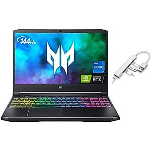 Acer Predator Helios 300 15.6" FHD 144Hz 3ms IPS Gaming Laptop | Intel 8-Core i7-11800H | 64GB | 1TBSSD+2TBHDD | NVIDIA GeForce RTX 3060 | Red Backlit Keyboard | Windows 10 | with USB3.0 HUB Bundle