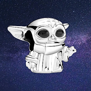zhenliyin Zhenliyin S925 Sterling charms Silver Baby Yoda Master Star Wars Mandalorian Bead Bracelet child Cartoon Beaded Charm (1.yoda baby.)