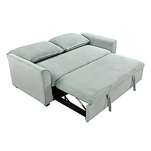 Familymill 78'' Modern Corduroy Fabric Convertible Sleeper Sofa Bed, 3-in-1 Pull Out Couch Bed with Reclining Backrest for Living Room/Apartment/Office (Light Green)