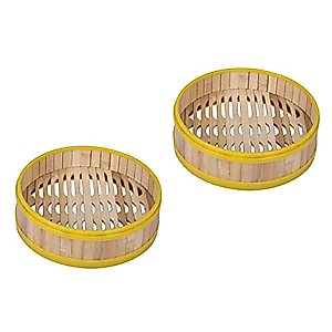 KICHOUSE 2pcs Steamer Vegetable Steamer Pot Veggie Steamer Chinese Steamer Basket Steamer Rack Sticky Rice Steamer Rice Steamer Baskets Practical Steamer Safe Steamer Hemming