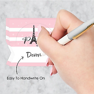 Big Dot of Happiness Paris, Ooh La La - Paris Themed Baby Shower or Birthday Party Tent Buffet Card - Table Setting Name Place Cards - Set of 24