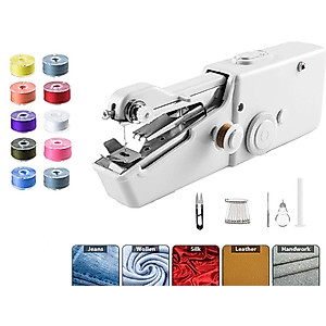 29 Pcs Handheld Sewing Machine, Mini Sewing Machines, Hand Cordless Sewing Tool,Easy-to-operate, More Friendly to the Handicapped, Portable Sewing Threads Kit for DIY Fabrics Clothes Home Travel