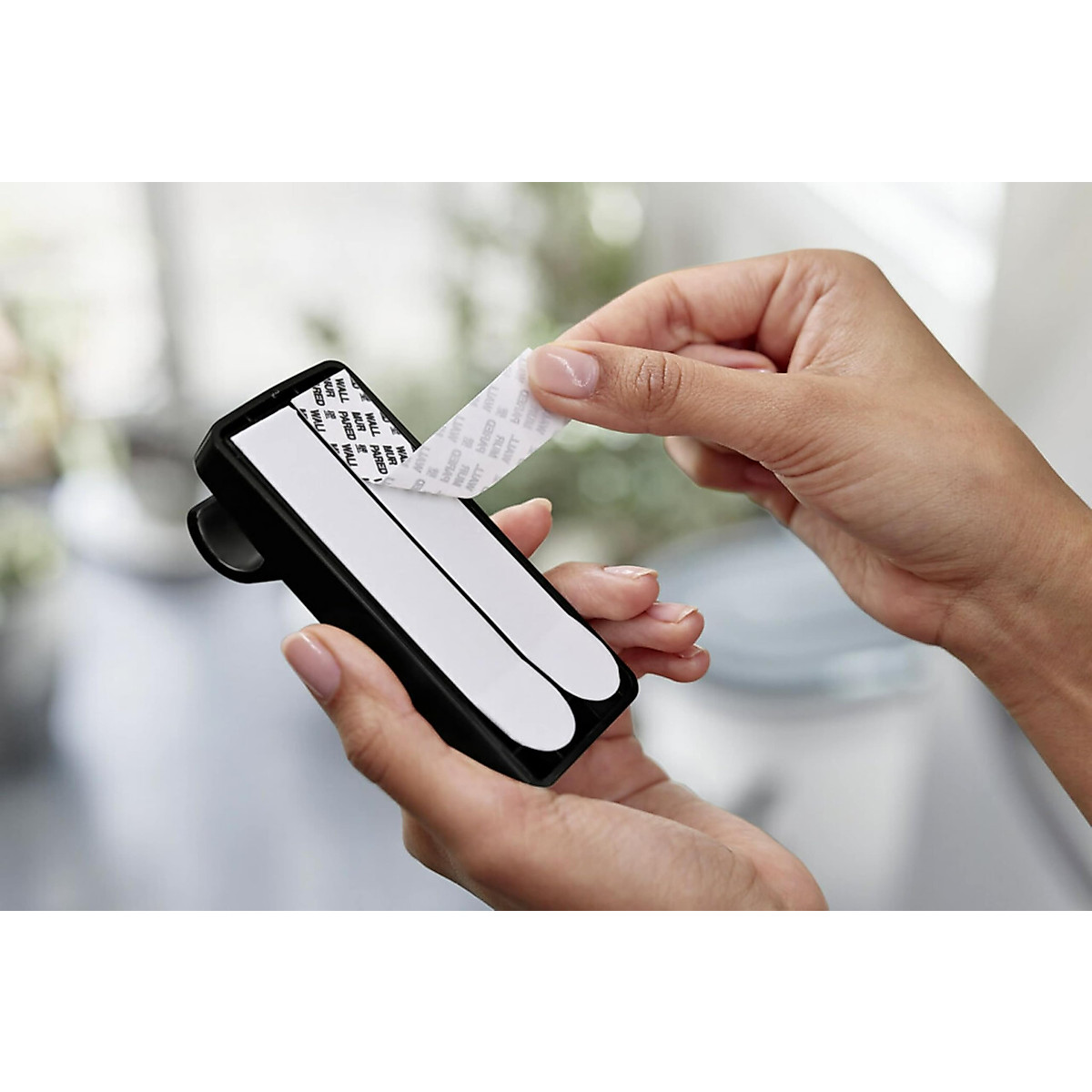 Command 10 lb Matte Black Curtain Rod Hooks, 2 Hooks and 4 Command Strips, Damage Free Curtain Hooks for Hanging Curtain Rods with Adhesive Strips, No Drilling Christmas Decorations