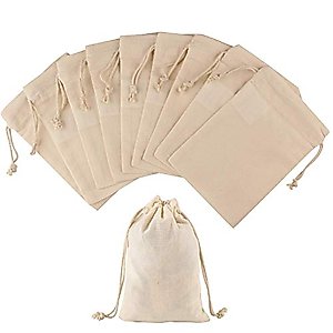 Greenmile 24 Pieces Organic Cotton Muslin Bags 4x6 Inch - Small Bulk Muslin Bags With Drawstring - Cloth Drawstring Bags for DIY Craft, Home Decor, Spices, Tea, Gift Sachet, Soap, Candy, Party Favours
