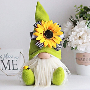 GDYYEZI Sunflower Garden Gnome, Sunflower Spring Gnome Mantel Display,Handmade Gnome Faceless Plush Doll, Farmhouse Tiered Tray Rustic Sca