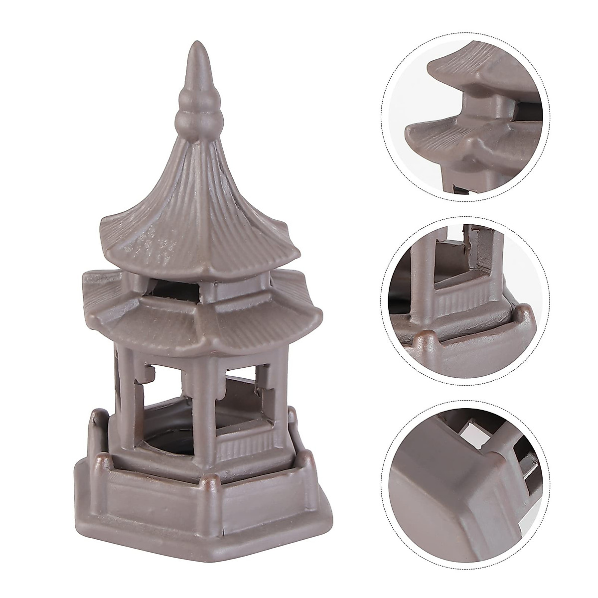 SOIMISS Miniature Pagoda Statue Garden Figurines Zen Garden Pagoda Chinese Zen Asian Decor Bonsai Decoration Miniature Garden Accessories (Coffee)