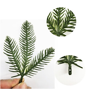 Jylucky 60 PCS Artificial Pine Needles with 3 Branches, 5.9 x 3.9 Inch Pine Twigs Greenery Plants Pine Leaves Needle for Thanksgiving Christmas DIY Garland Wreath Wedding Home Garden Decoration