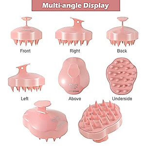 URTHEONE Hair Scalp Massager Shampoo Brush,Soft Silicone Hair Brush for Wet Dry Oily Curly Straight Thick Thin Rough Long Short Natural Men Women Kids Pets Hair Care Tools(Salmon Pink)
