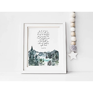 Isaiah 41 10 Wall Art, Watercolor Mountains Bible Verse Poster, Christian Gifts Men UNFRAMED 8x10, Crafty Cow Design