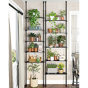 ALLZONE 5-Tier Metal Storage Shelves Organizer, Adjustable Width and Height, Shelving Units and Storage with Tension Mount, Versatile for Kitchen Shelves, Closet Shelves, Laundry Room Shelves, Black