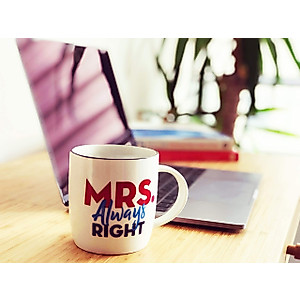 Triple Gifffted Mr Right Mrs Always Right Coffee Mugs Gifts Ideas for Couples, Wedding Anniversary, Engagement, Christmas, His & Hers, Bride and Groom, Parents, Newlyweds Bridal Shower, Ceramic 380ml