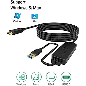 Bukeer USB to HDMI Adapter Cable for Mac iOS Windows 10/8/7/Vista/XP, USB 3.0 to HDMI Male HD 1080P Monitor Display Audio Video Converter Cable Cord