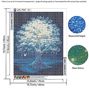 FemGe 5D Diamond Painting Kits for Adults Silvery Tree of Life Diamond Art Kits Beginners DIY Gem Art Craft Kits for Home Wall Decor Gifts 16x20inch
