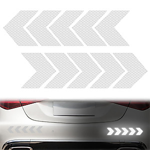 NTNEV 10PCS Arrow Reflective Stickers, Waterproof Vehicle Safety Warning Stripe Adhesive Decals, Bumper Body Helmets Stickers, Universal for Car, Truck, Motorcycle, Bicycle (White)