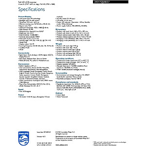 Philips 243V7QJAB 24" Monitor, Full HD, Edge-to-Edge IPS, Built-in Speakers, VESA, EnergyStar Most Efficient 2017, 4Yr Advance Replacement Warranty (Renewed)