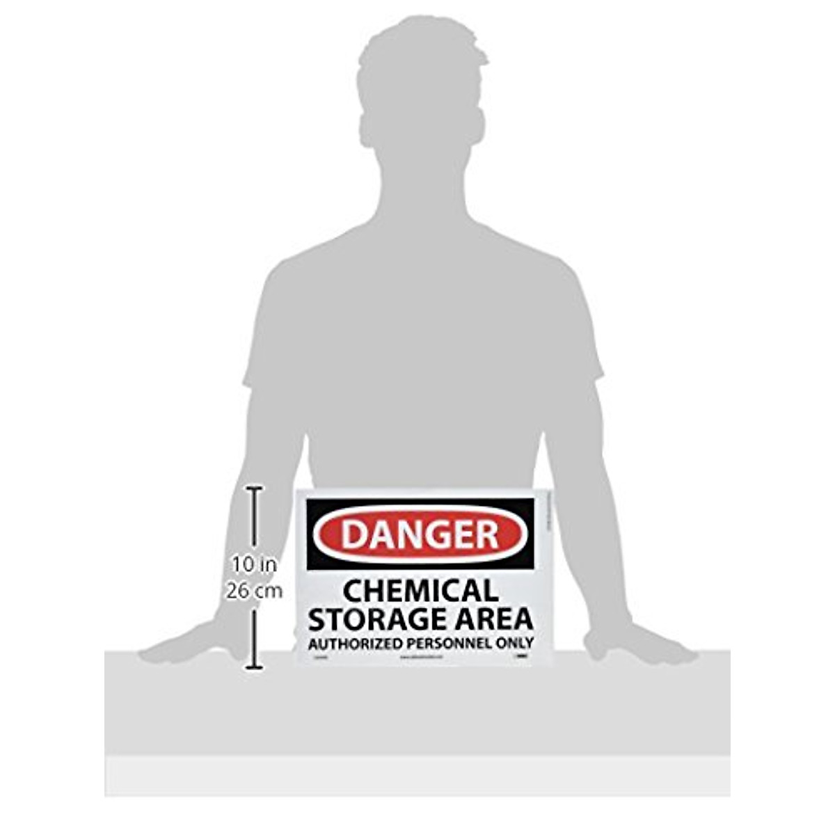 NMC D240PB DANGER - CHEMICAL STORAGE AREA - AUTHORIZED PERSONNEL ONLY – 14 in. x 10 in. PS Vinyl Danger Sign with White/Black Text on Red/White Base