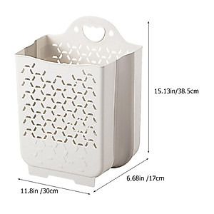 Healvian Collapsible Laundry Basket Wall Mounted Laundry Hamper Plastic Wall Hanging Laundry Basket Dirty Clothes Basket Foldable Storage Basket for Bedroom,Bathroom,Wardrobe, Dormitory
