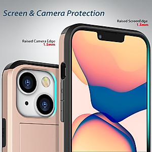 Zuslab Wallet Case Compatible with Apple iPhone 13 2021 Phone Case with Card Holder Shockproof Anti Scratch Cover with Tempered Glass Screen Protectors[x2Pack] Rose Gold