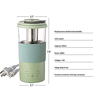 Milk Tea Maker Mini Multifunctional 6 in 1 Travel Kettle Electric Portable Water Warmer with Filter 13OZ Mini Heating Cup Portable With Stirring Heated Coffee Flower Tea Milk Frother Other Drinks