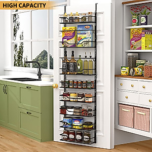 Moforoco Over The Door Pantry Organizer with 8-Tier Adjustable Baskets, Metal Door Shelf with Detachable Frame Pantry Organization and Storage, Home & Kitchen Spice Rack Pantry Bathroom Organization