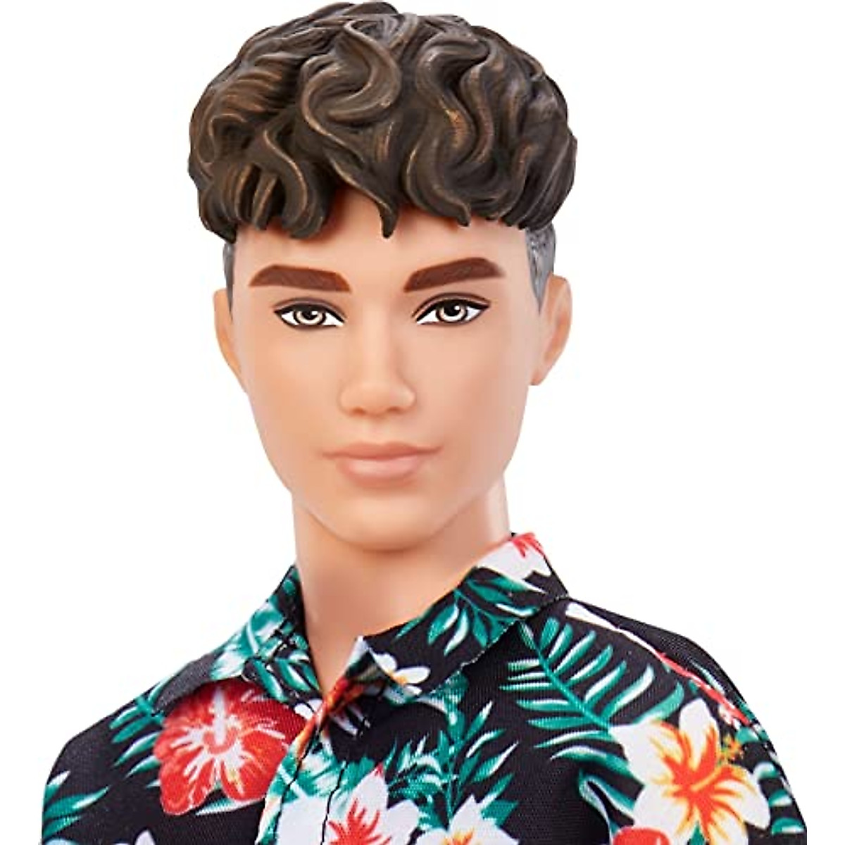 Barbie Fashionistas Ken Doll #184 with Brown Cropped Hair Wearing Hawaiian Shirt, Orange Pants & White Deck Shoes