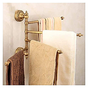 Towel BAR Rack Towel Rack Antic Copper Rotatable Towel Rack European Bathroom Bathroom Hanging Double Stand