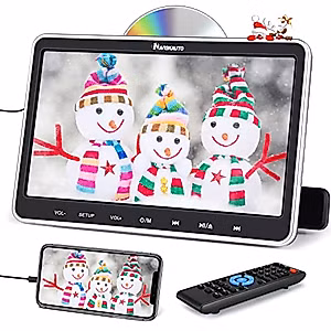 NAVISKAUTO 10.1'' DVD Player for Car with HDMI Input Wall Charger Headphone, Car DVD Player with Headrest Mount Support 1080P Video, MP4, USB/SD Card, AV in & AV Out, Region Free, Last Memory