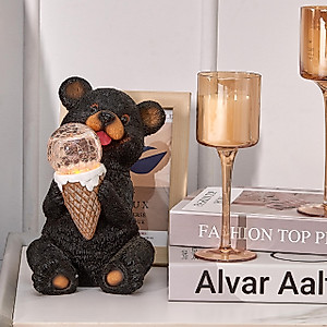 The Roo - Black Bear Solar Light Figurine - Outdoor Waterproof Garden Statue - Animal Garden Decor Light - Solar Lantern for Outside - Housewarming Gifts - Patio, Yard, and Lawn